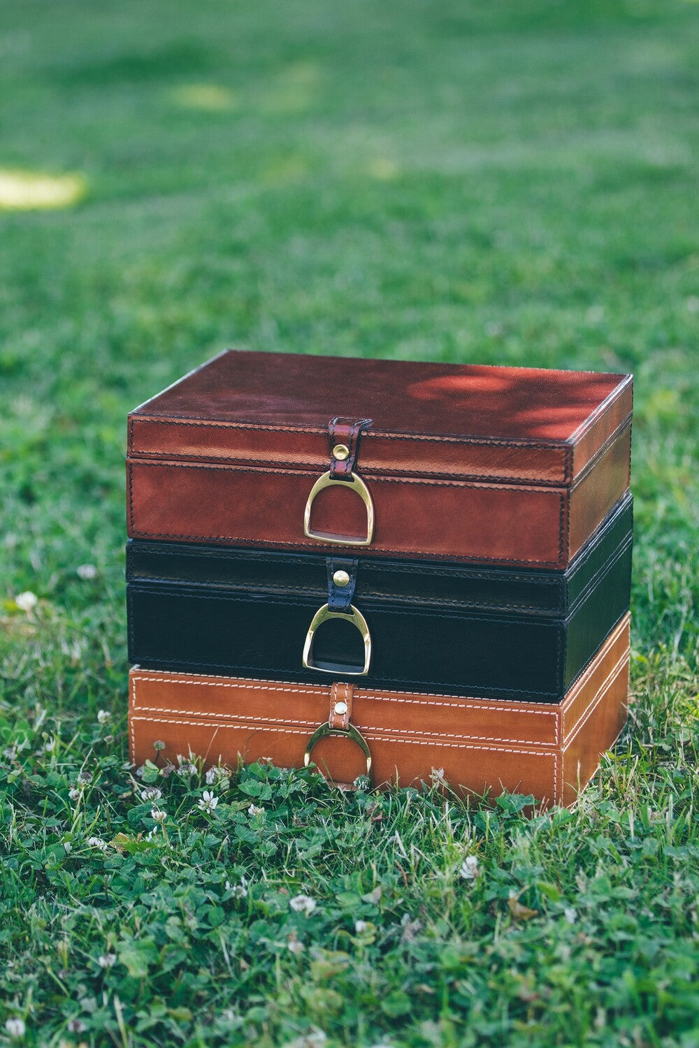 Cognac Leather Box with Brass Stirrup Buckle – Modern Equestrian Shop